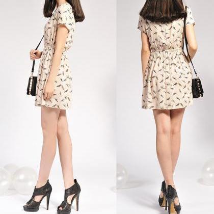 Animal Bird Print Vintage Mini Dress For Women on Luulla